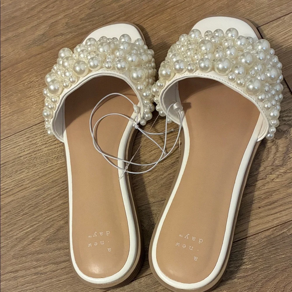 a new day | Shoes | A New Day Cream Pearl Embellished Sandals | Poshmark